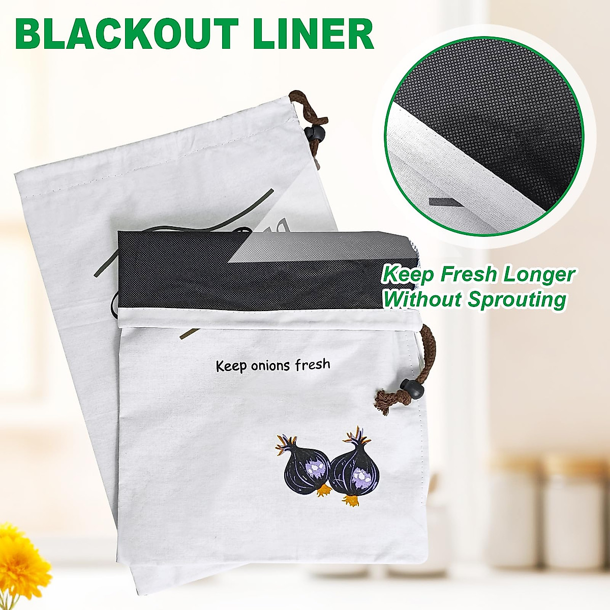 Miles Kimball Potato & Onion Sprout-Free Vegetable Storage Bags - White