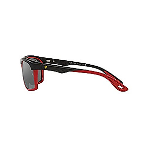 Ray-Ban Rb4363m Scuderia Ferrari Collection Aviator Sunglasses, Matte Black On Red/Grey Mirrored Silver, 61 mm