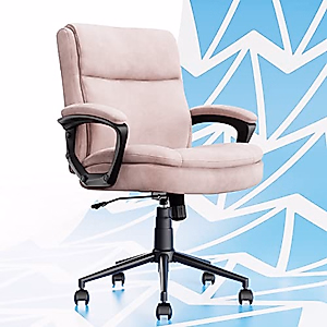Click365 Click 365 Transform 2.0 Extra Comfort Ergonomic Mid Back Desk Chair, with Padded armrests, Adjustable-Height, Tilt, Lumbar Support, 360-Degree Swivel, Fabric, Pink