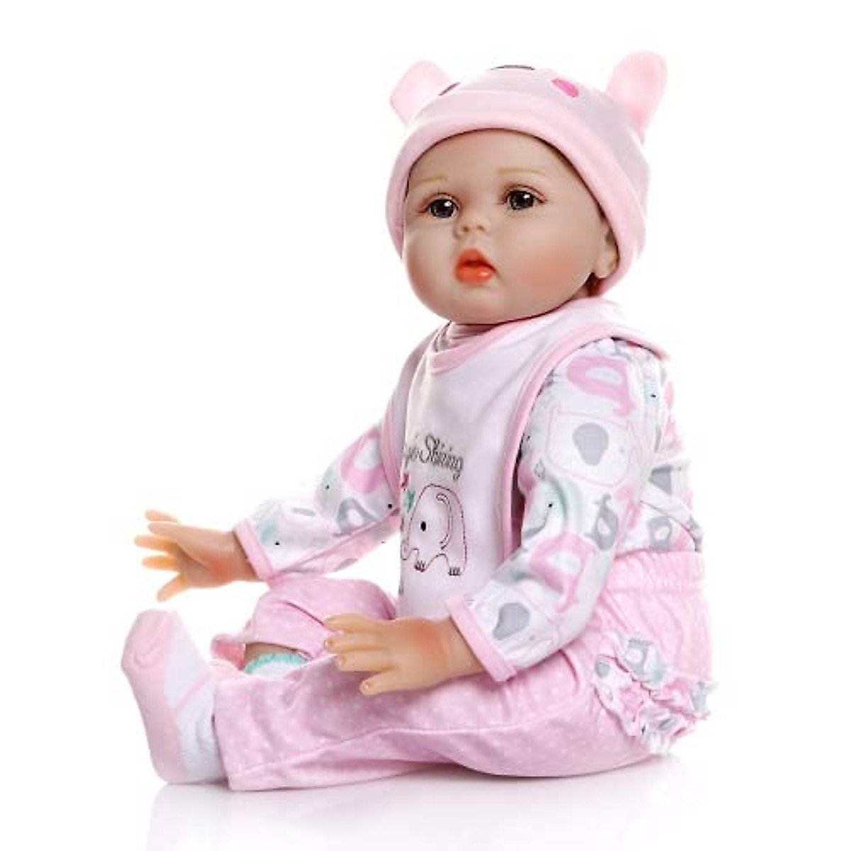 HFSMDM Baby Dolls Reborn Baby Doll 21 Inch Toddler Girl Lifelike Flexible Full Body Soft Real Touch Baby Doll Toy for Girls Newborn Baby Birthday Gift (Brown Eye Doll)