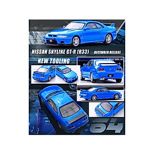 Skyline GT-R (R33) RHD (Right Hand Drive) Bayside Blue Metallic 1/64 Diecast Model Car by Inno Models IN64-R33-CBL