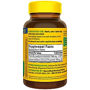 Nature Made Vitamin B12 1000 mcg, Dietary Supplement For Energy Metabolism Support, 160 Time Release Tablets, 160 Day Supply