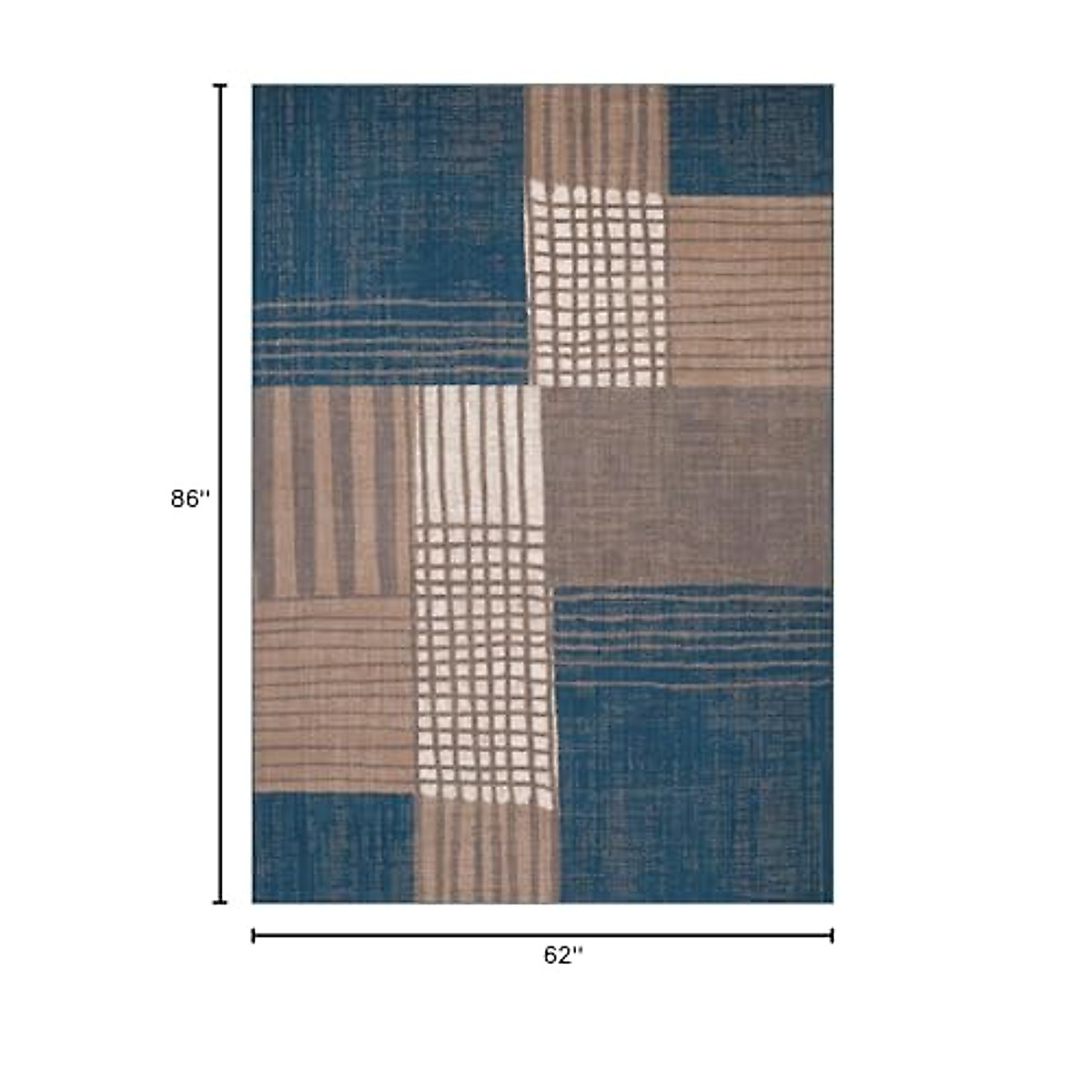 LUXE WEAVERS Modern Plaid Blue 5x7 Area Rug