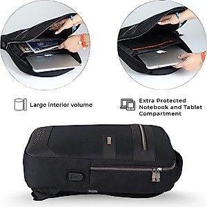 NPO Success Laptop Backpack,Business Travel Slim Durable Laptops Backpack with USB Charging Port,Water Resistant College School Computer Bag for Women & Men Fits 16" Inch Laptop and Notebook - Black