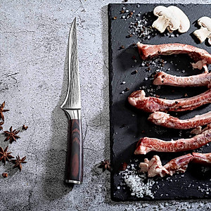 PAUDIN Boning Knife 6 Inch, Super Sharp Fillet Knife, German High Carbon Stainless Steel Deboning Knife, Professional Boning Knife for Meat Poultry Chicken, Pakkawood Handle with Gift Box