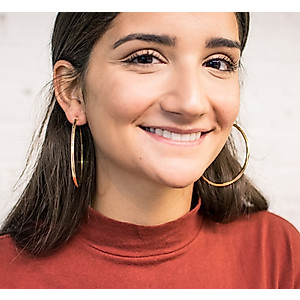 14K Yellow Gold Thick Tube Extra Large Hoop Earrings, (3mm Tube) (65mm)