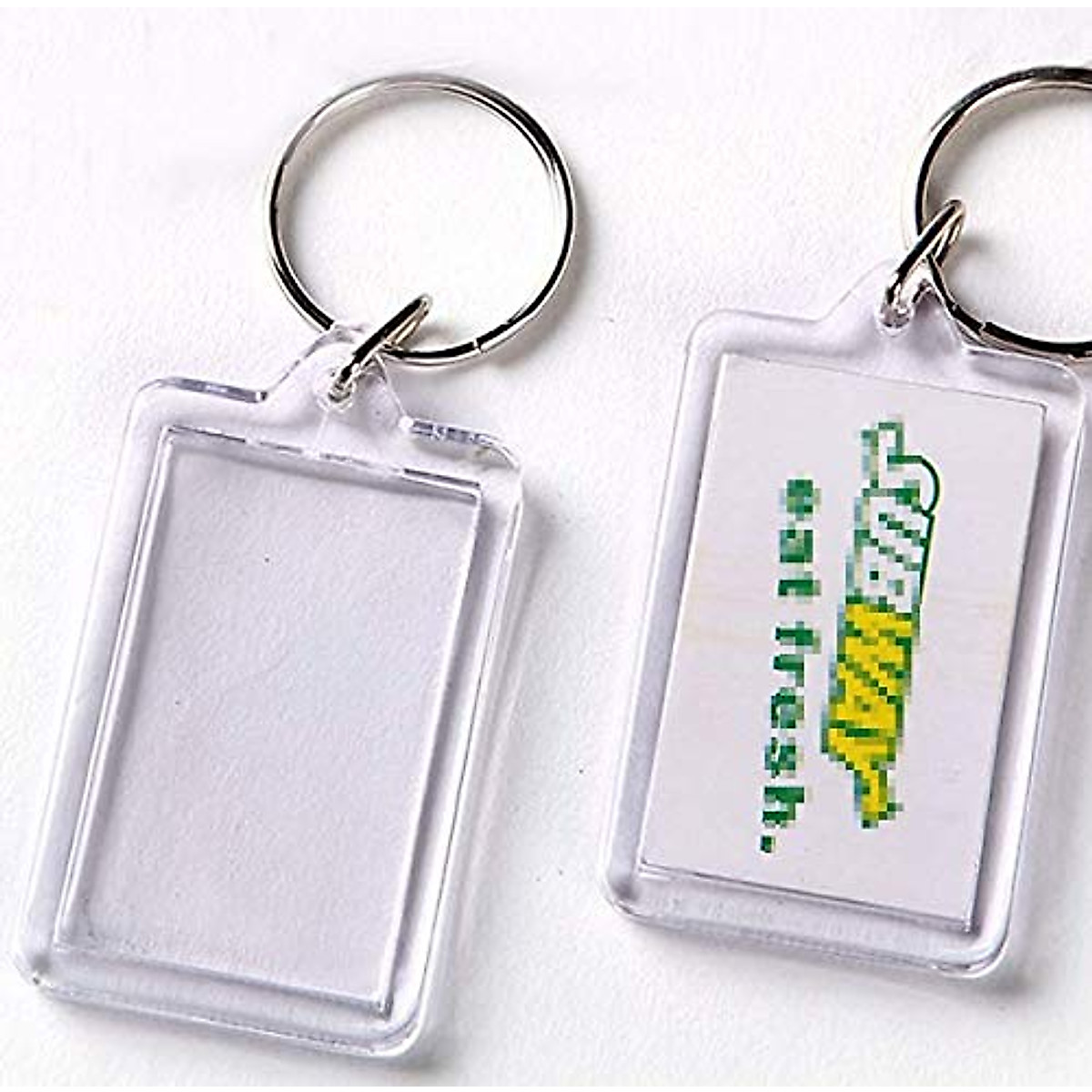 10Pcs SMALL SIZE-Rectangle Clear Acrylic Photo Snap-in Keychain Blank Double Sided Custom Personalised Photo Insert Picture Frame Keychain Keyring Holder(1.1 x 1.7 in)