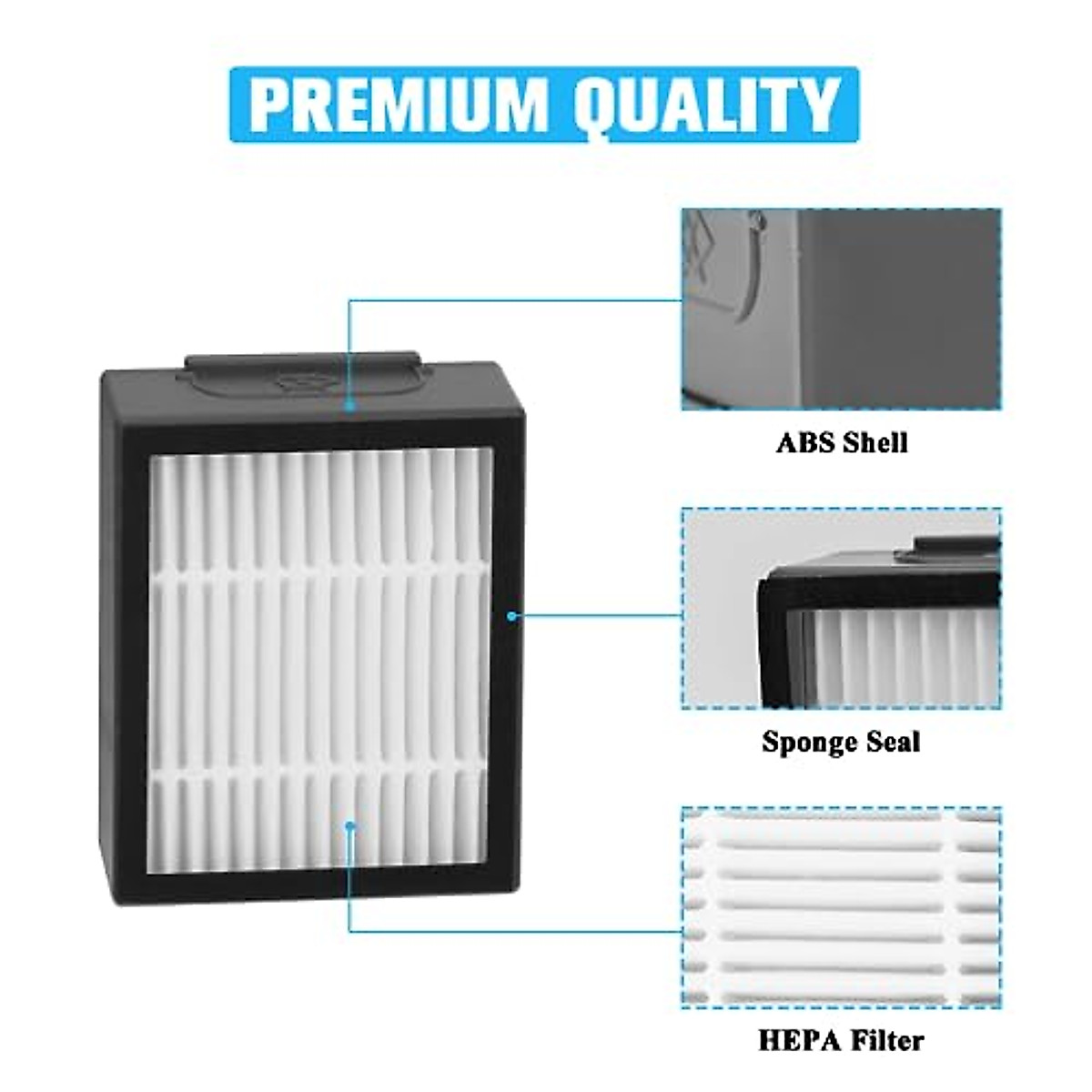 Filter Replacement for iRobot Roomba e, i and j Series i7 i7+/plus i3 i3+ E5 E6 E7 i4 i6 i6+ i8 i8+ Robot Vacuum Cleaners Parts, 12 Pack High Efficiency Filter + 1 Cleaning Brush