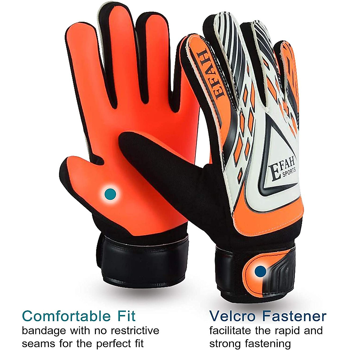 EFAH SPORTS Soccer Goalie Goalkeeper Gloves for Kids Boys Children Football Gloves with Strong Grips
