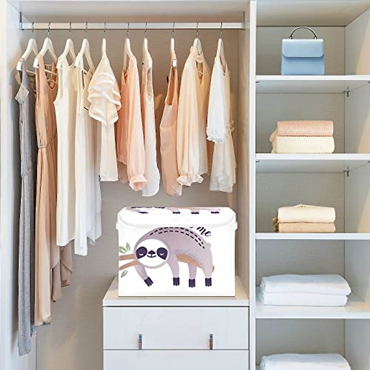 Sloth Heart Storage Bins with Lids for Organizing Lidded Home Storage Bins with Handles Oxford Cloth Storage Cube Box for Bed Room