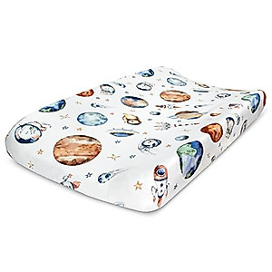 Outer Space Changing Pad Cover - Jersey Knit Cotton - Unique Watercolor Design