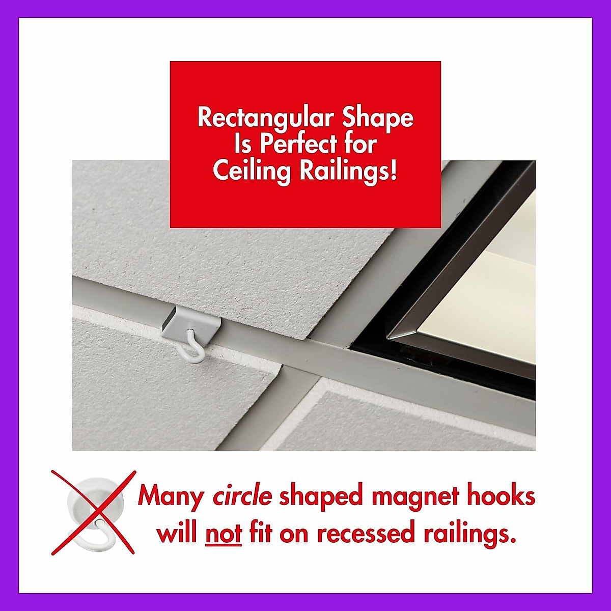 Dowling Magnets Ceiling Hooks for Suspended Ceilings, White, Pack of 4, 1" L x .88" W