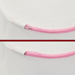 Household Essentials Bra Wash Bag, Large, Soft Polyester Mesh, Dual Zippered Compartments, Snag and Tangle Resistant, Contoured Design, Perfect for Expensive or Delicate Lingerie, White and Pink Trim