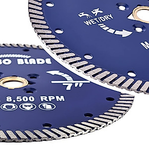 7" Diamond Turbo Blade Granite Diamond Blade for Granite Marble Porcelain Tile Wet/Dry Cutting