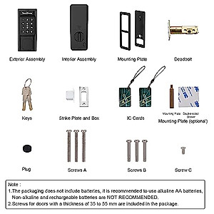 Secustone Smart Lock - Fingerprint Door Lock - Keyless Entry Door Lock - Smart Deadbolt Lock for Front Door with 2 Backup Keys, Door Lock with Keypad - 5 in 1 Auto Lock - Black