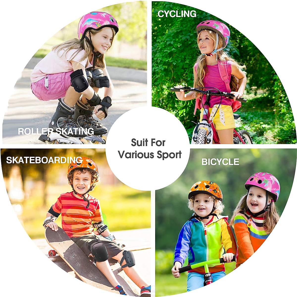 Besmall Cute Kids Bike Helmet Ages 3-7 Boys Girls Adjustable Safety & Comfort Toddler Helmets for Bike Cycle Skating Orange Dinosaur World