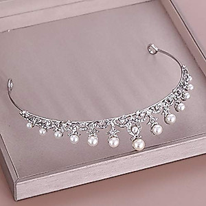 YADIRF Women Luxury Wedding Bridal Pearl Crown Diana Hair Band Headdress Tiara For Wedding Quinceanera Pageant Prom Party Birthday
