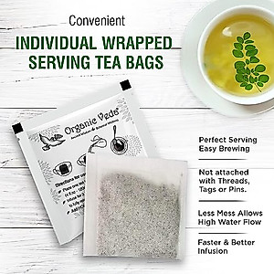 Organic Veda Moringa Tea Bags - 100% Organic Dried Green Moringa Tea Leaves - Caffeine Free Moringa Herbal with Vitamins, Antioxidants - Support Digestion, Immune System - Vegan, No Gluten - 28 count