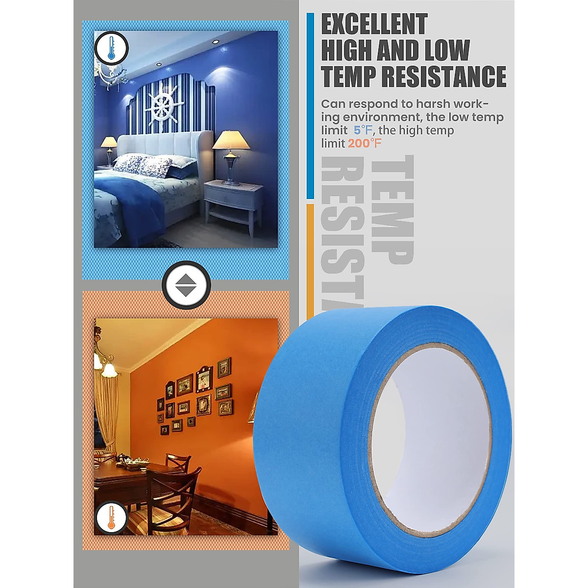 Lichamp Blue Painters Tape, 1 Pack 1.9 inch by 55 Yards Paper Tape, Blue Masking Tape for Crafts Arts