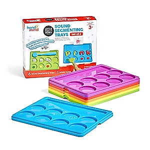 hand2mind Little Minds at Work Sound Segmenting Trays by Tara West, Phonemic Awareness, Science of Reading Manipulatives, Elkonin Boxes, Letter Sounds, Preschool Learning Activities (Set of 6)