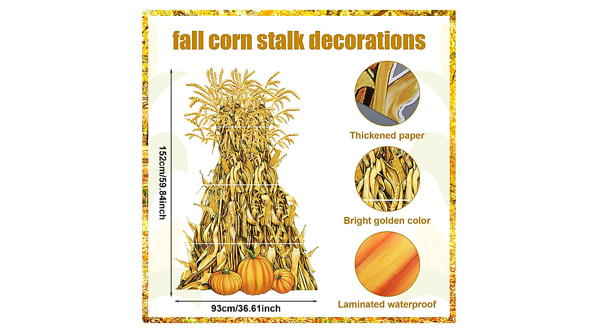 Large Vintage Corn Stalks Decorations for Fall & Thanksgiving