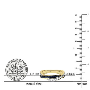 Dazzlingrock Collection Blue Sapphire & White Diamond Swirl Stackable Wedding Band in 14K Yellow Gold Size 9