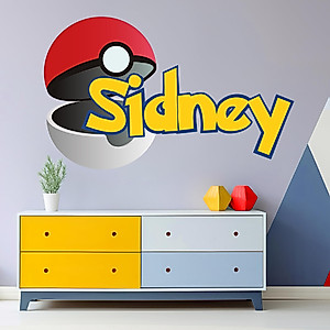 Generic Custom Name Wall Decal for Boys Bedroom - Wall Sticker for Kids Room - Custom Wall Decals for Decoration - Customization Decal Wall Decor for Kids Rooms, Red and White