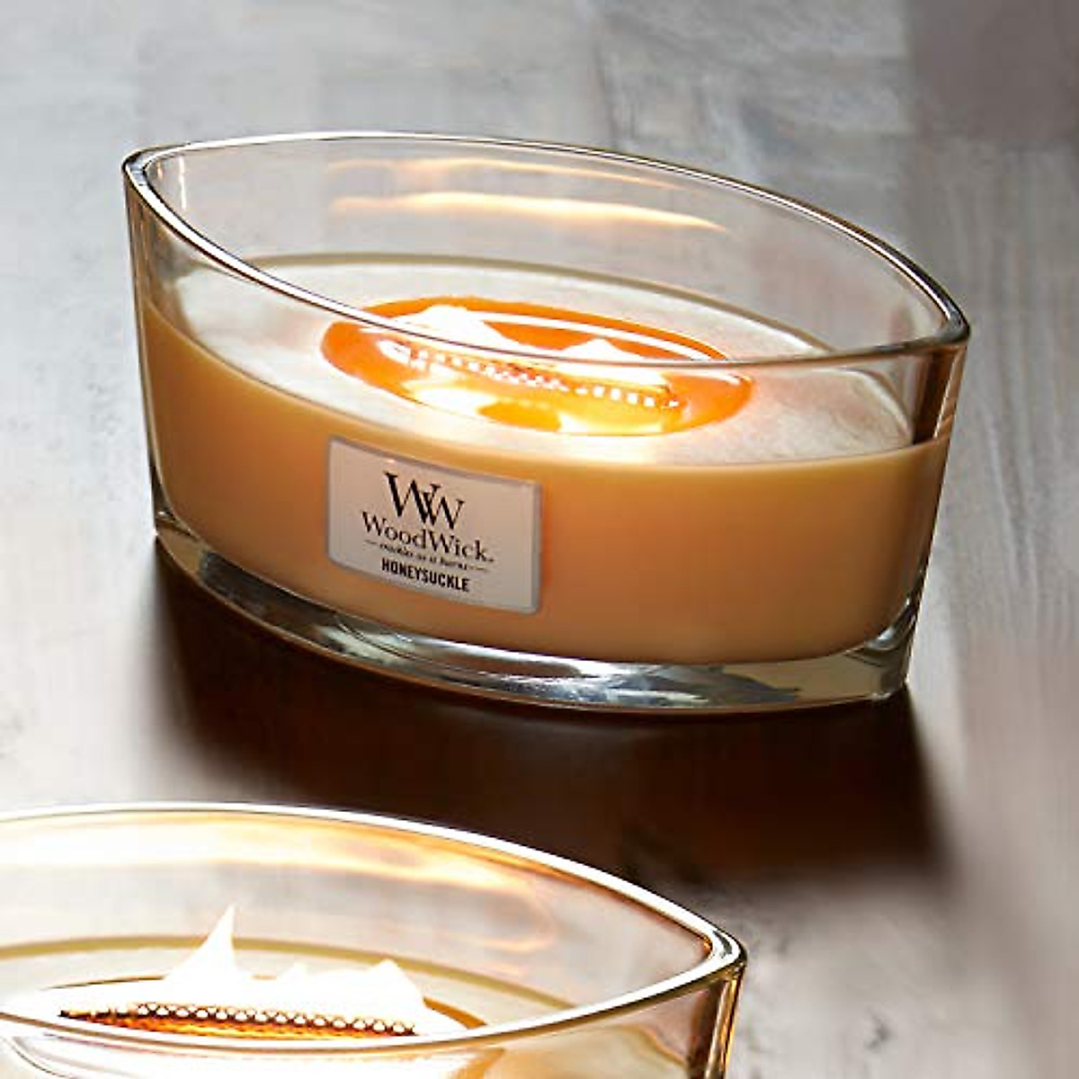 WoodWick Ellipse Scented Candle, Honeysuckle, 16oz | Up to 50 Hours Burn Time