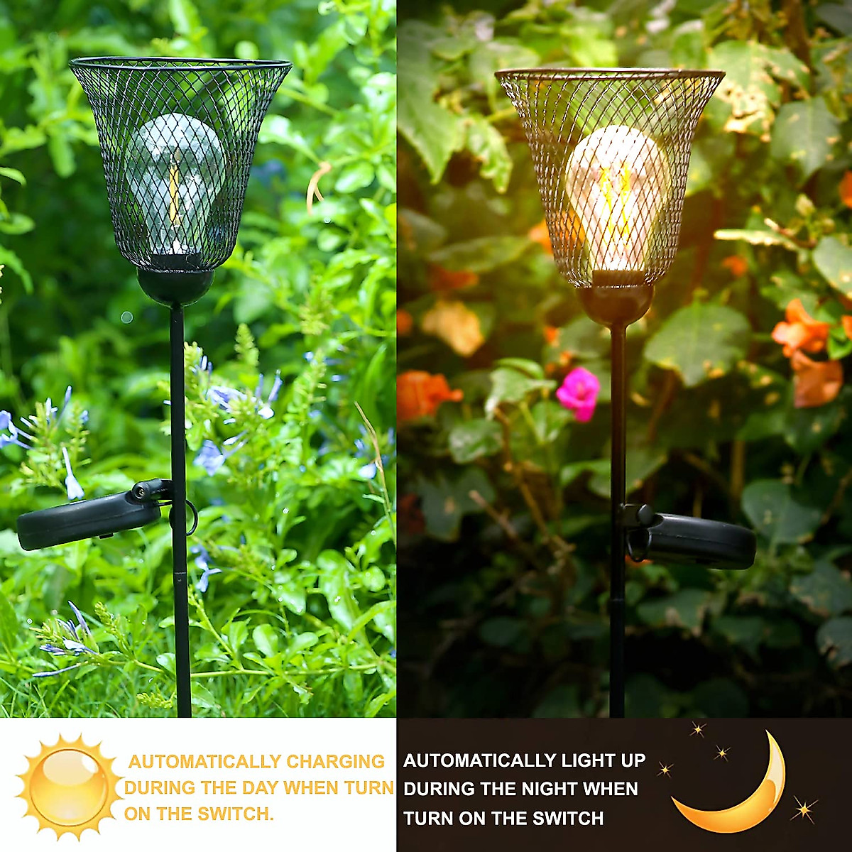 Solar Bulb Garden Light Stake - Metal Solar Bulb Stake with Warm White Edison Bulb Garden Art Lamp for Outdoor, Pathway, Yard, Lawn,Housewarming Gift