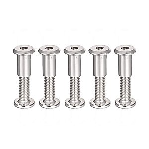 uxcell Screw Post Fit for 3/8"(10mm) Hole Dia, Male M8x30mm Belt Buckle Binding Bolts Leather Fastener Carbon Steel 5 Sets