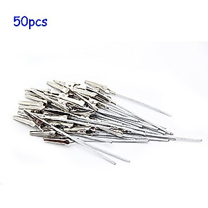 H&W 50 Pack Metal Wire Alligator Clamp, 4'' Long-Tailed Alligator Iron Clip, Stand Photo Holder Stand Memo Clip (WE1-D1)