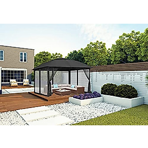 MASTERCANOPY Soft Top Outdoor Garden Gazebo for Patios with Netting Walls (10x10, Dark Gray)