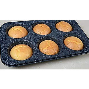 Monfish Jumbo Muffin Pan Extra Large Cupcake Tins 3.5x1.77 Cup Carbon Steel Non Stick Coating Black Granite Finish
