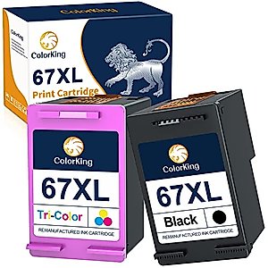 Colorking Remanufactured Ink Cartridge Replacement for HP 67XL 67 XL for HP Envy 6055 6055e 6075 Deskjet 2755 2755e 2752 Deskjet Plus 4155 4155e 4158 Envy Pro 6455 6452 Printer (1 Black, 1 Tri-Color)