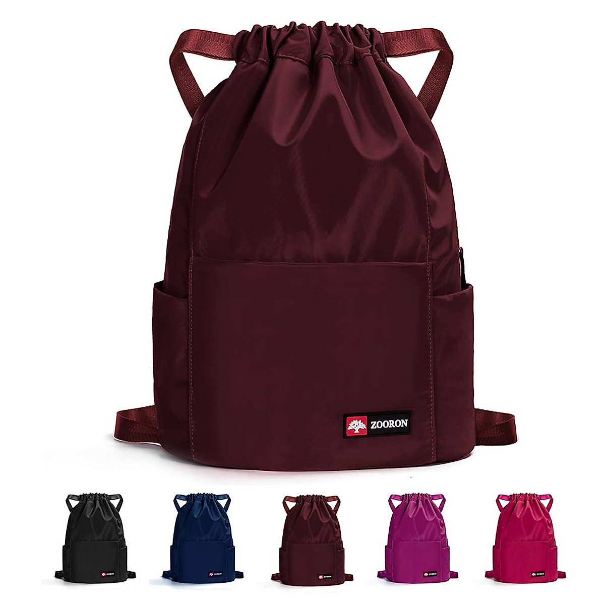 ZOORON Waterproof Drawstring Gym Backpack Bag for Men & Women, Sport Gym Sack Mini Travel Daypack