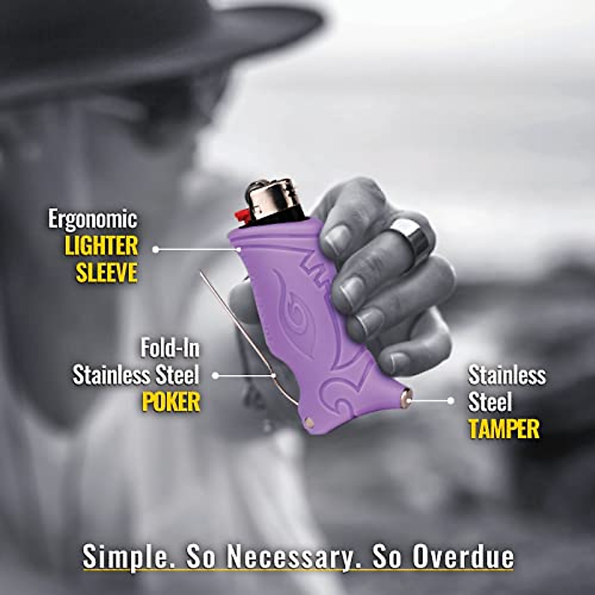 Toker Poker - Bic Lighter Sleeve Multi Tool 2.0 - Purple, All Inclusive Tool for Camping and Other