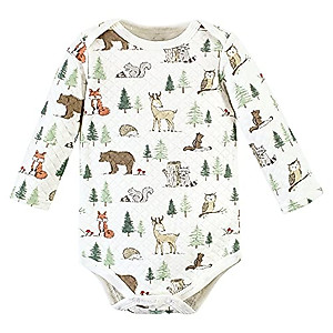 Hudson Baby Girls Quilted Long Sleeve Cotton Bodysuits And Toddler T-Shirt Set, Forest Animals, 6-9 Months US