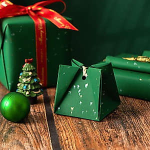 WRAPAHOLIC Wrapping Paper Roll - Mini Roll - 17 Inch X 16.5 Feet - Green Gold Foil Design with Silky Touch Perfect for Birthday, Holiday, Wedding, Baby Shower