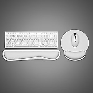 Mouse Pad With Wrist Support And Keyboard Rest Pad - White Mousepad Cushion for Hands, Palm, Carpal Tunnel - Ergonomic RestPad Mat on Desktop, Laptop, Computer, Desk PC.