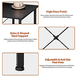 ZENY Small Computer Desk with Storage Shelves, 36” Sturdy Home Office Writing Desk/Laptop PC Workstation Desk, Metal Frame Computer Table, Black