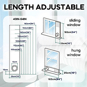 LOVIGA Portable Air Conditioner Window Kit, Window Vent Kit Seal Kit for Portable Air Conditioner Dryer, 10x40~64 Inch Length Adjustable 2022 Upgraded 100% Sealing Waterproof Easy to Install