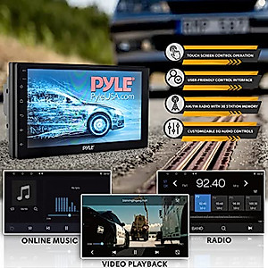 PyleUsa Double DIN Car Stereo Receiver - 7 inch 1080P HD Touch Screen Bluetooth Car Radio Audio Receiver r - WiFi/GPS/AM/FM Radio, Mirror Link for Android Iphone
