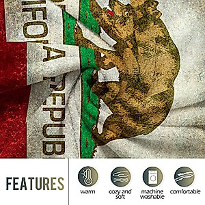 Levens California Flag Blanket Print Soft Throw Blanket Cozy Lightweight Bed Couch Blanket for Kids Adult 50"x60"
