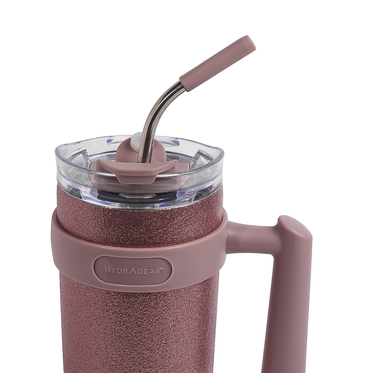 Hydragear Juno Stainless Steel Tumbler with 2-in-1 Lid and Reusable Straw - 40 Oz - Rose Whisper Glitter