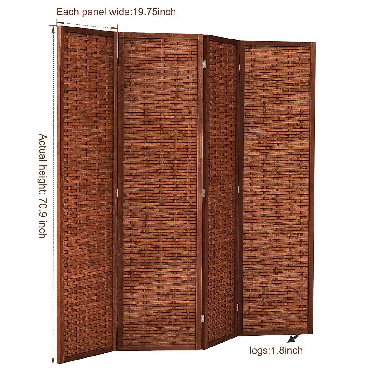 Corelax Room Divider Privacy Screen with Natural Bamboo,4-Panel 5-Panel 6-Panel Folding Privacy Screens,Freestanding Room Divider