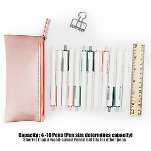 EONMIR PU Leather Pencil Cases Pouch Bag with Zipper,Small Simple Pencil Pouches, Makeup Pouch, Cosmetic Pouch (Blue+Pink)
