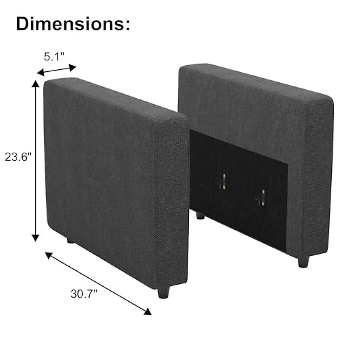 Belffin Fabric Side Armrest for Sectional Modular Couch Armrest Module for Modular Couch Sectional Sofa Dark Grey