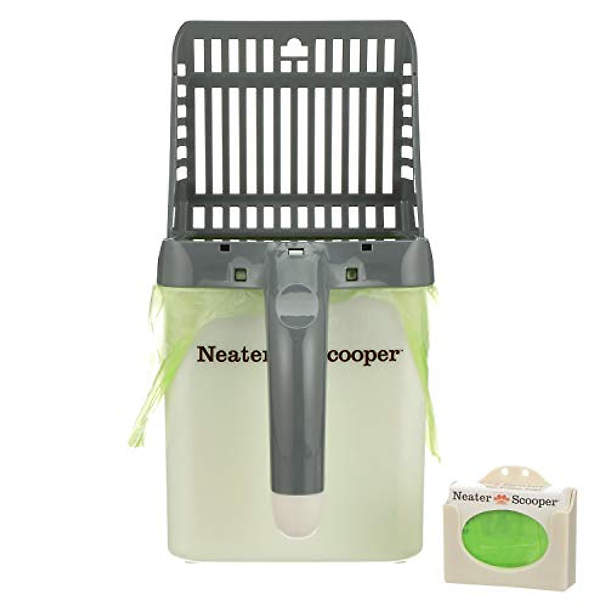 Neater Pet Brands - Neater Scooper Cat Litter Sifter - Bulk Pack Value Bundle Includes 195 Refill Bags - Mess Free Cat Litter Scoop to Bag Waste Bin System with Extra Waste Bags (Grey)