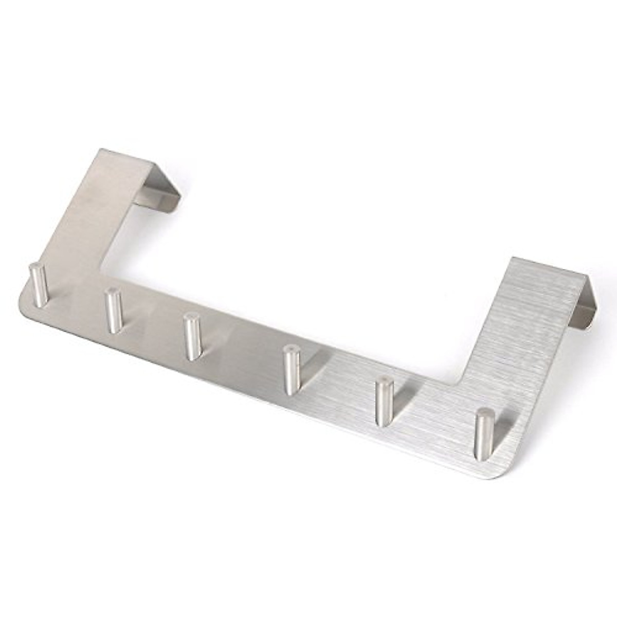 eoocvt Stainless Steel Over The Door Hook Organizer Rack - Space Saving Hanger, 6 Hooks, Brushed Nickel