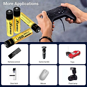 Rechargeable AAA Batteries,4 Pc-1.5v AAA Lithium Batteries,4-In-1 Type-C USB AAA Rechargeable Battery,600 mAh AAA Batteries Rechargeable,Lithum-Ion Battery AAA,Charges 1 Hours,Reuse Over 1200 Times